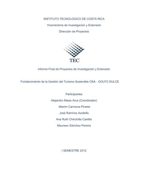 INSTITUTO TECNOLOGICO DE COSTA RICA - Tecnológico de ...