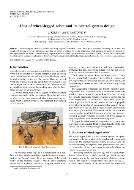 Idea of wheel-legged robot and its control system design
