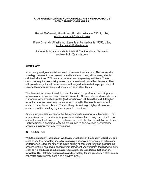 Raw material concepts for SiO2 free high strength ... - Almatis