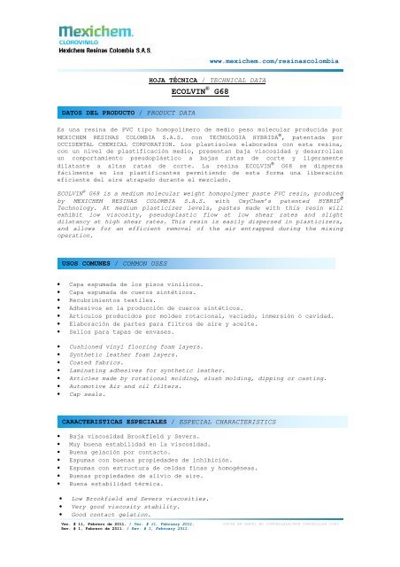 ECOLVIN® G68 - Mexichem