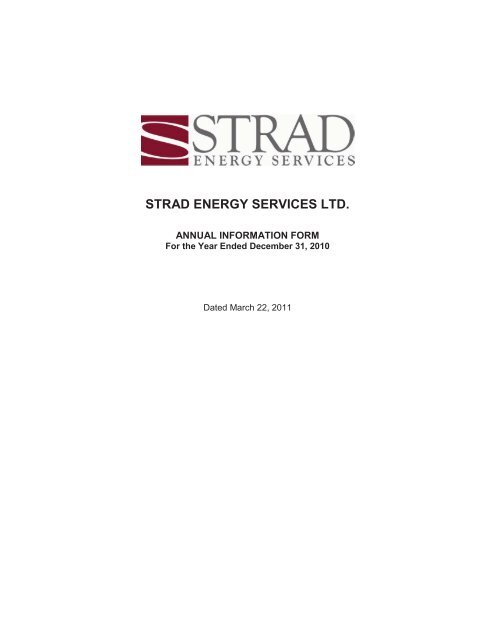 STRAD ENERGY SERVICES LTD. - Canadian Stocks