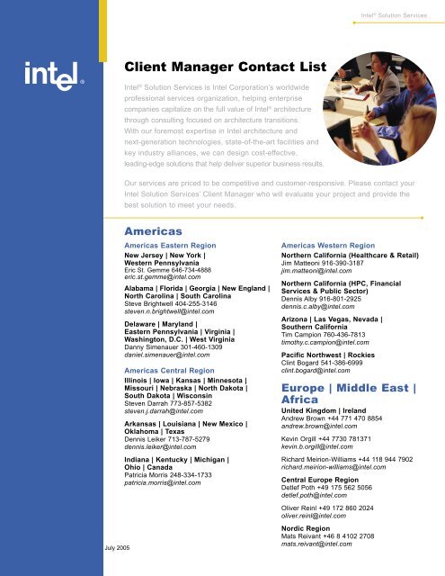Client Manager Contact List - Intel