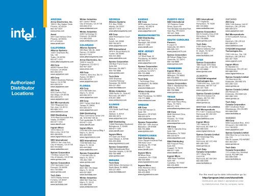 Authorized Distributor Locations - Intel