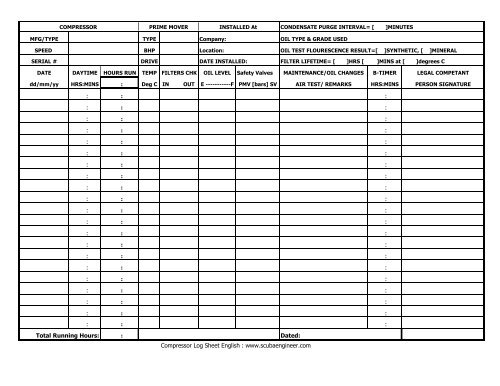 Compressor_log_sheet[English] - Scuba Engineer