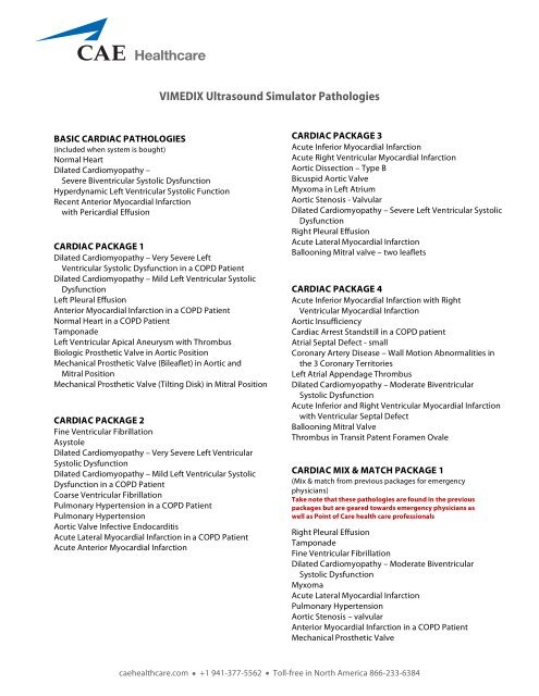 VIMEDIX Ultrasound Simulator Pathologies - CAE Healthcare