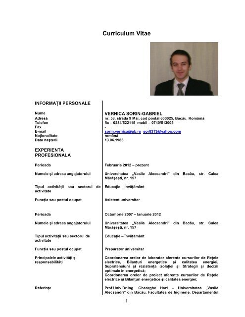 CV As.univ.dr.ing. Vernica Sorin-Gabriel - Cadre Didactice ...