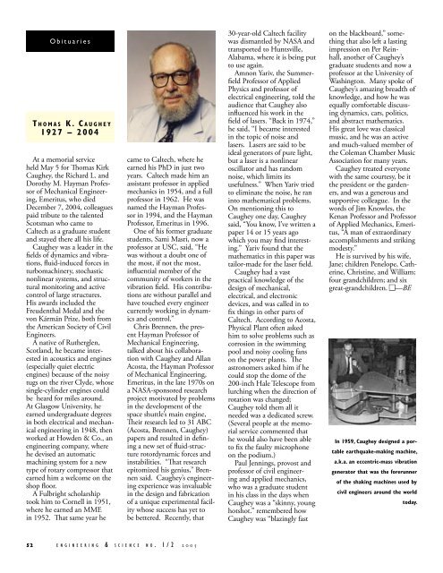 Obituaries: Thomas K. Caughey - Engineering & Science - Caltech