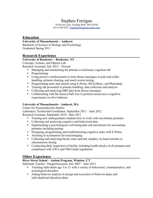 Stephen Ferrigno - CAOs Lab - University of Rochester