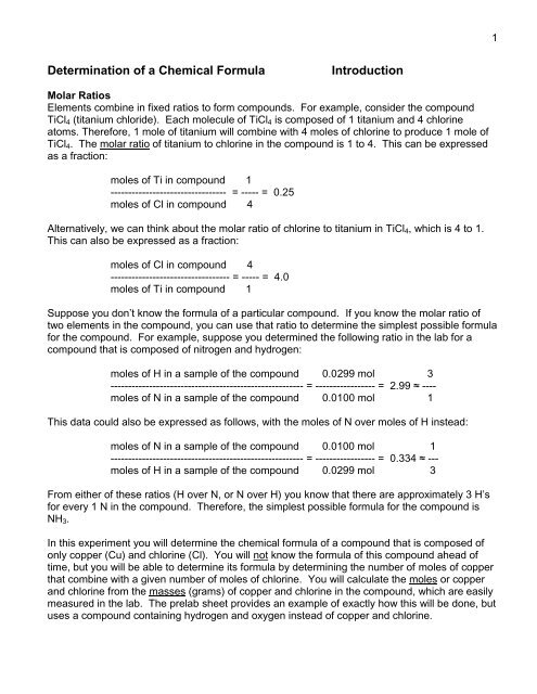 Determination of a Chemical Formula