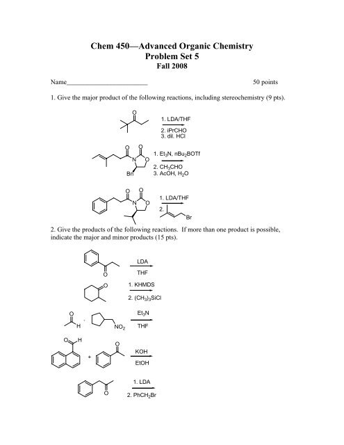 Chem 450—Advanced Organic Chemistry Problem Set 5 Chem 450—Advanced Organic Chemistry Problem Set 5