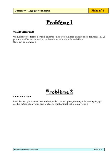 Problème 1 Problème 2