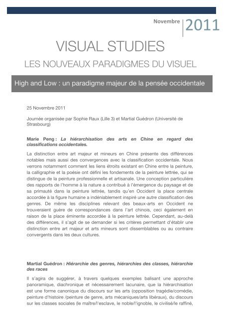 Programme - Visual Studies - Lille 3
