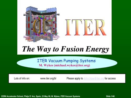 ITER Vacuum Pumping Systems - CERN Accelerator School