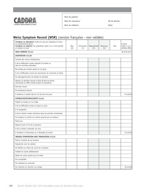 Consignes au répondant: