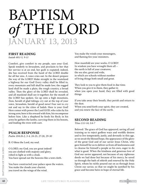 baPtiSm of the Lord - Catholic Youth Ministry