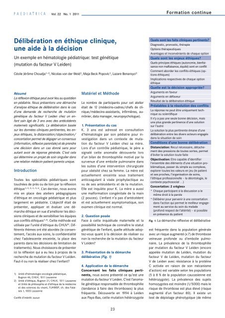 Délibération en éthique clinique, une aide à la décision
