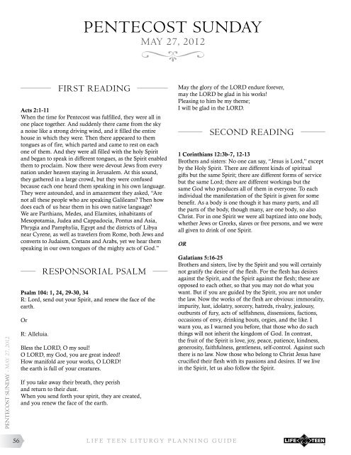 PENTECOST SUNDAY - Catholic Youth Ministry