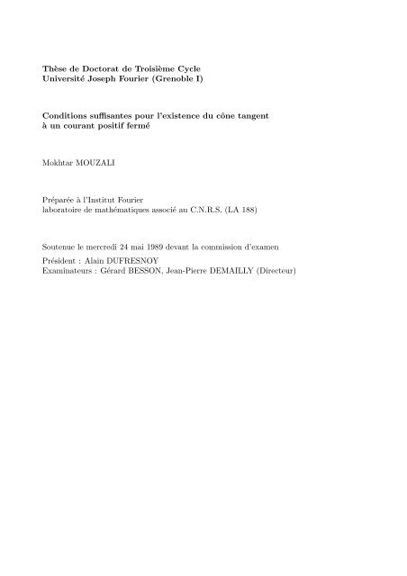 Th`ese de Doctorat de Troisi` - Institut Fourier - Université Joseph ...