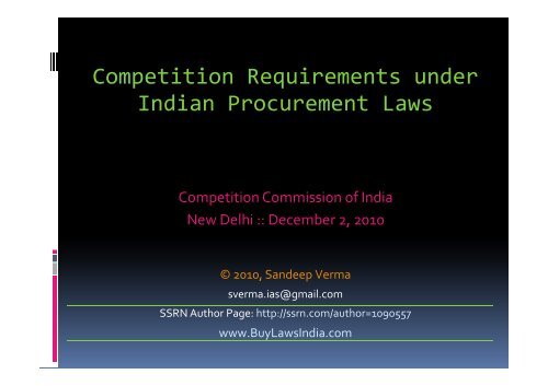 Competition Requirements under Indian Procurement Laws