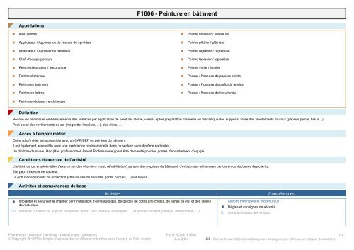 Fiche Rome - F1606 - Peinture en bâtiment - ANPE.FR, un service ...