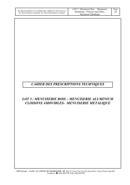 Cahier des prescriptions techniques