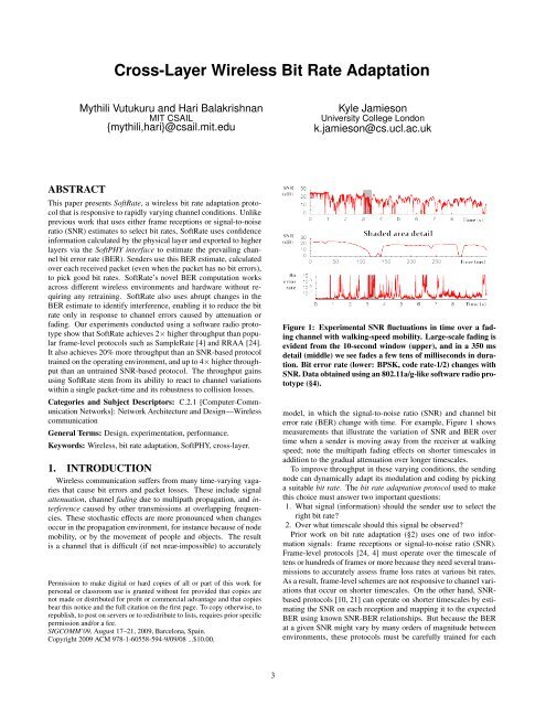 Cross Layer Wireless Bit Rate Adaptation Stanford University