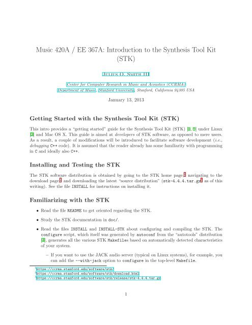 STK - CCRMA - Stanford University