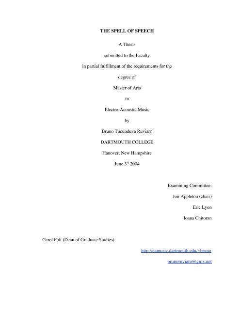 The Spell of Speech - CCRMA - Stanford University