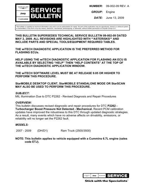 THIS BULLETIN SUPERSEDES TECHNICAL SERVICE ... - Chrysler