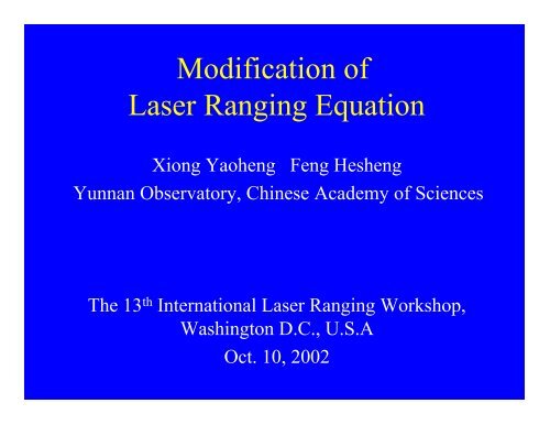 Modification of Laser Ranging Equation