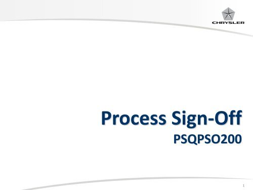 Process Sign-Off - Chrysler