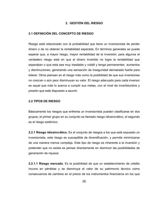 26 2. GESTIÓN DEL RIESGO 2.1 DEFINICIÓN DEL CONCEPTO DE ...