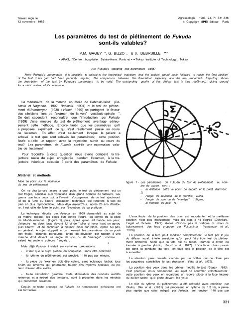 Les paramètres du test de piétinement de Fukuda sont-ils valables?