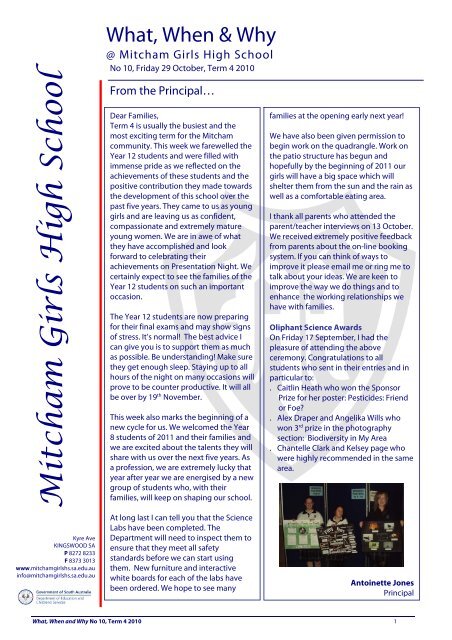 What, When & Why Number 10 - Mitcham Girls High School