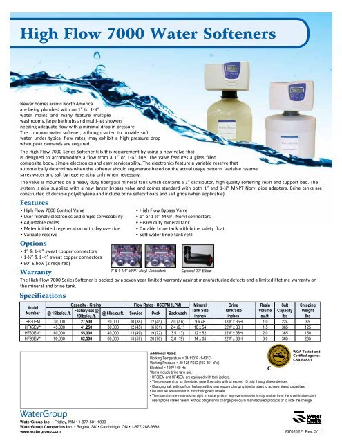 High Flow 7000 Water Softeners - Watergroup