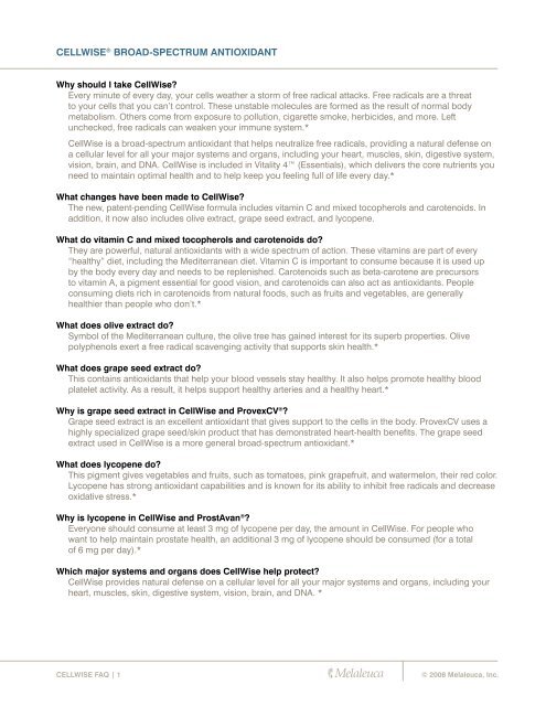 CELLWISE® BroAd-SpECtruM AntIoxIdAnt - Melaleuca