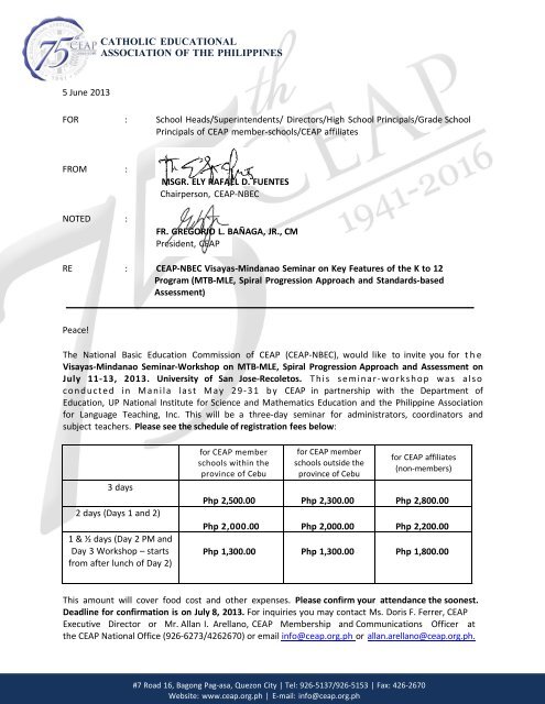 Invitation - Catholic Educational Association of the Philippines