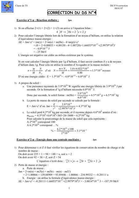 CORRECTION DU DS N°4 - Physagreg