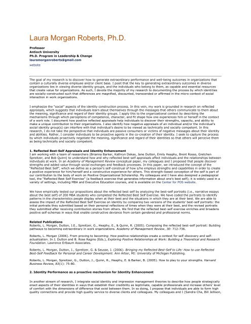 Laura Morgan Roberts, Ph.D. - Center for Positive Organizational ...