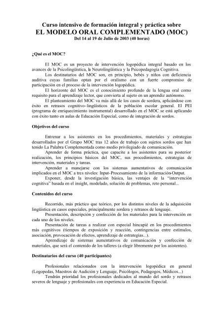 el modelo oral complementado (moc) - Buscador de Centros ...