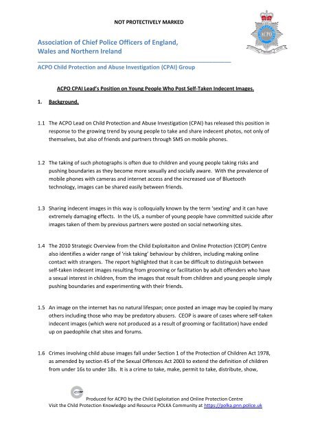 ACPO CPAI Lead's Position on Young People Who Post Self ... - Ceop