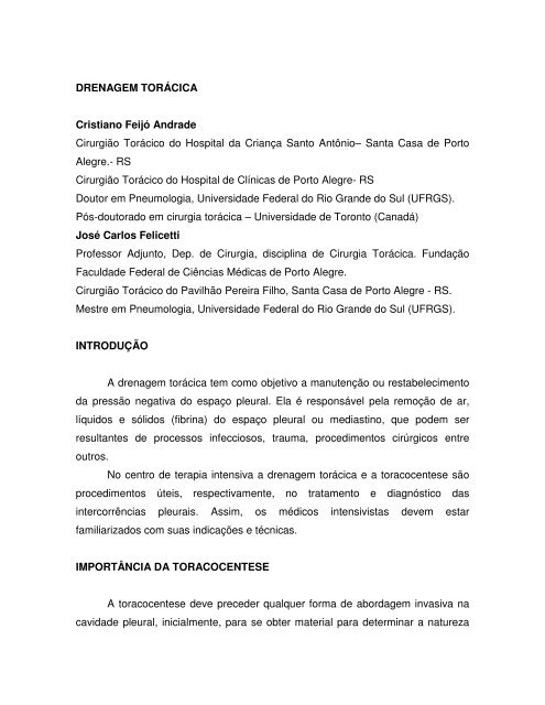 Etapas Do Procedimento De Toracocentese