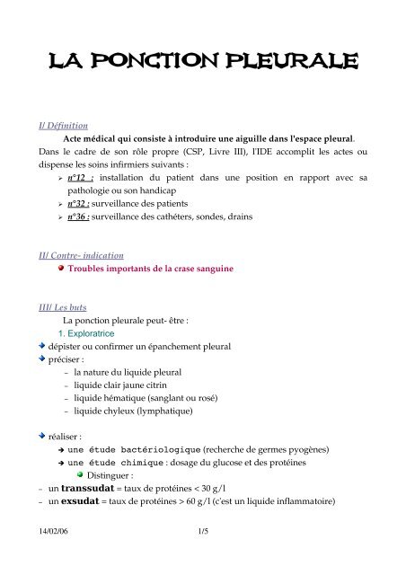 LA PONCTION PLEURALE