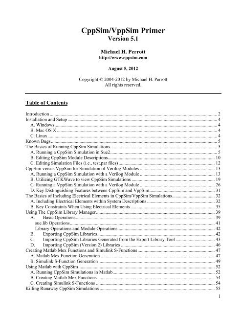 CppSim/VppSim Primer (Version 5.1)