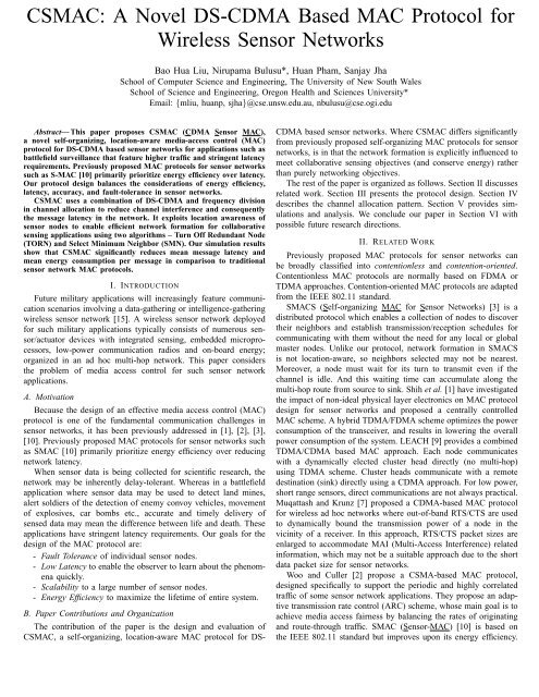 A Novel DS-CDMA Based MAC Protocol for Wireless Sensor Networks