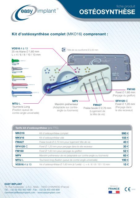 Kit d'ostéosynthèse complet - Easy Implant