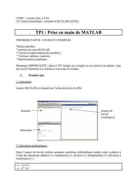TP1 : Prise en main de MATLAB