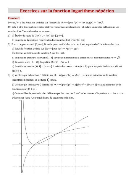 Exercices sur la fonction logarithme népérien Fichier PDF - e-nautia Exercices sur la fonction logarithme népérien Fichier PDF - e-nautia
