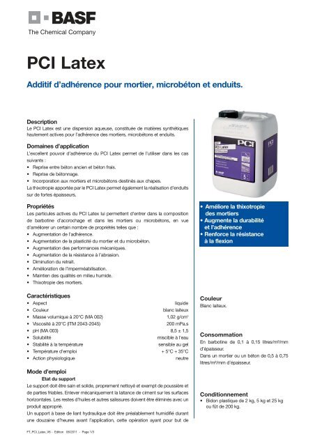 PCI Latex - La gamme Building Systems - Basf