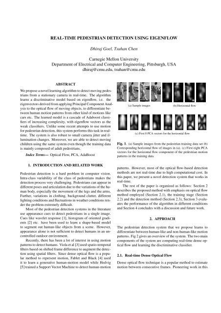 Real Time Pedestrian Detection Using Eigenflow Dhiraj